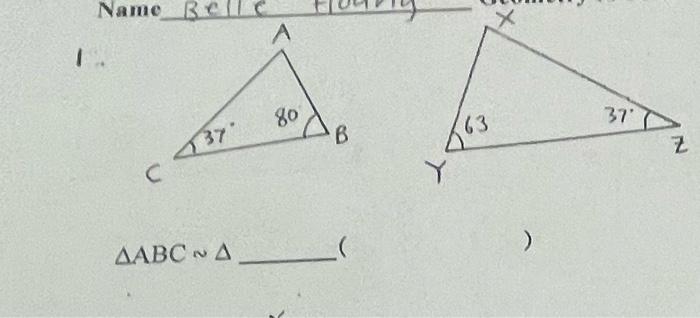 Solved ABC∼ | Chegg.com