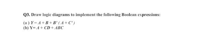 Solved Q3. Draw logic diagrams to implement the following | Chegg.com