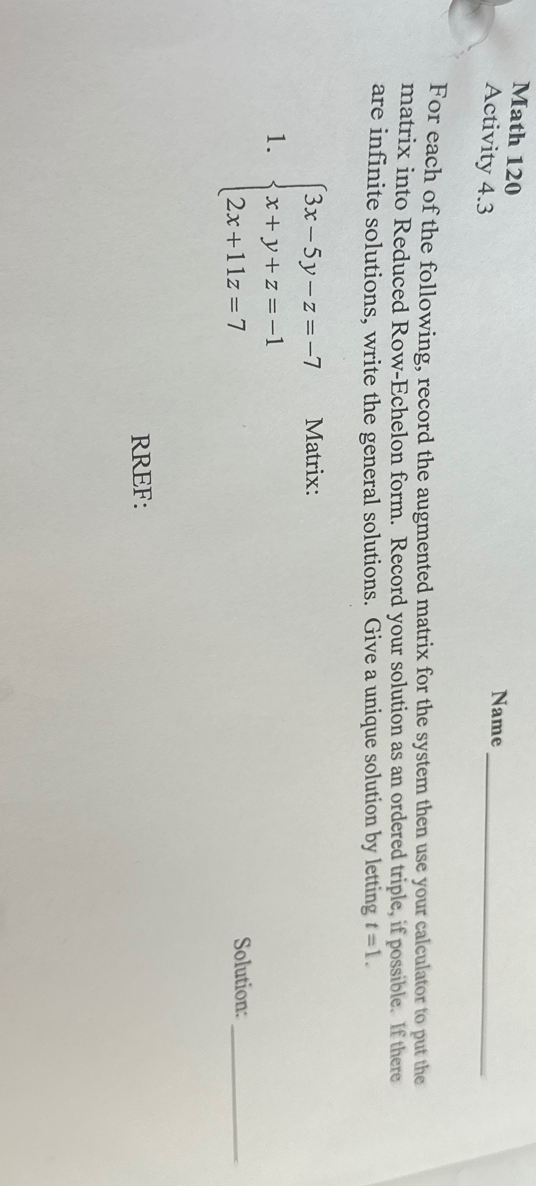 Solved Math 120Activity 4.3Name q,For each of the following, | Chegg.com