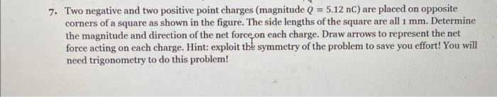 7. Two negative and two positive point charges | Chegg.com