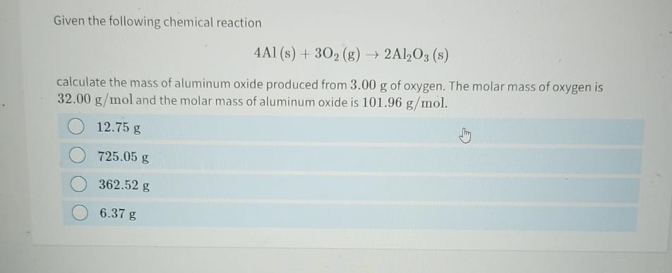Solved Given the following chemical | Chegg.com