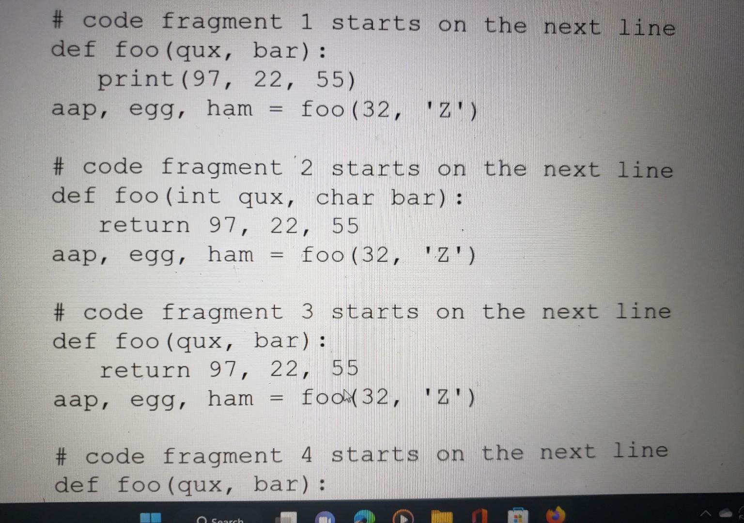 Solved \# code fragment 7 starts on the next line Each of | Chegg.com