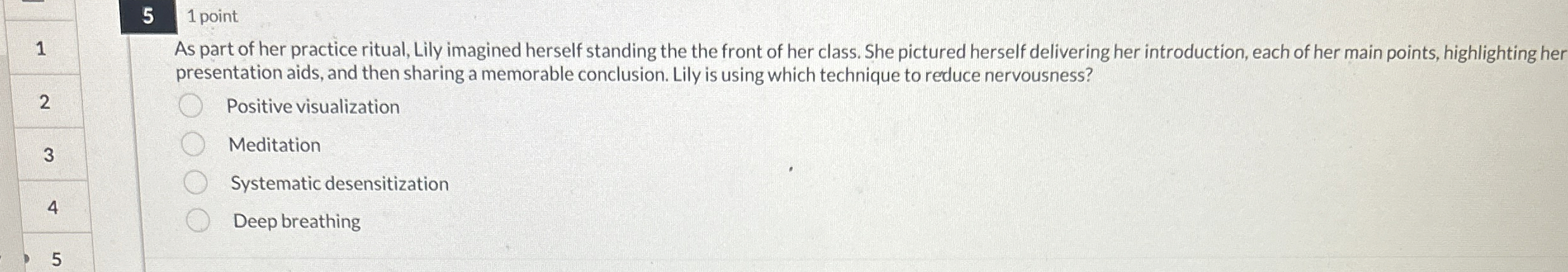 Solved 51 ﻿point1As part of her practice ritual, Lily | Chegg.com