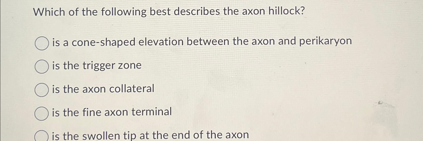 Solved Which Of The Following Best Describes The Axon