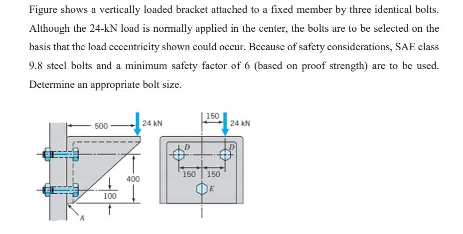 Solved Figure shows a vertically loaded bracket attached to | Chegg.com