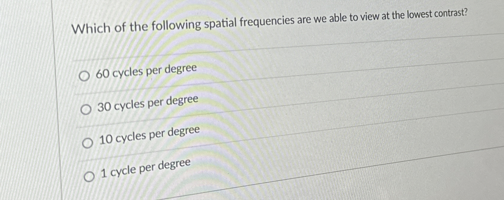 Solved Which of the following spatial frequencies are we | Chegg.com