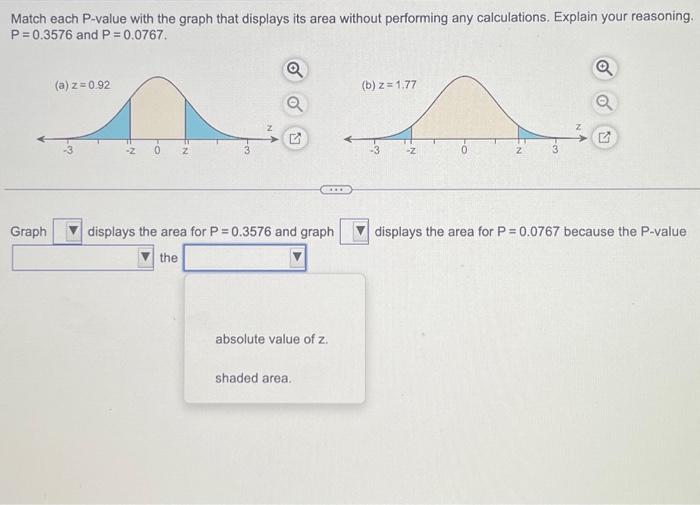 Solved Match each P-value with the graph that displays its | Chegg.com