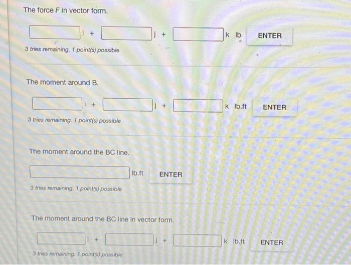Solved The plane ABC is hinged along BC. The force F is | Chegg.com
