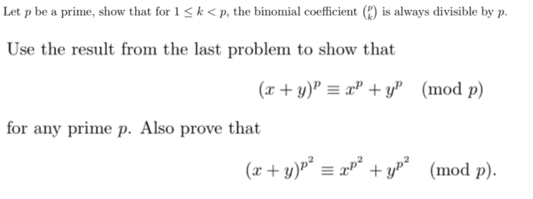 Solved Let p ﻿be a prime, show that for | Chegg.com
