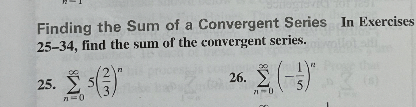 Solved Finding the Sum of a Convergent Series In Exercises | Chegg.com