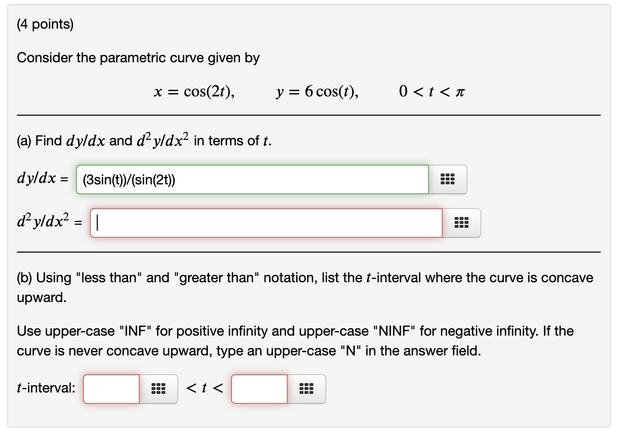 Solved Consider the parametric curve given by x=cos(2t), | Chegg.com