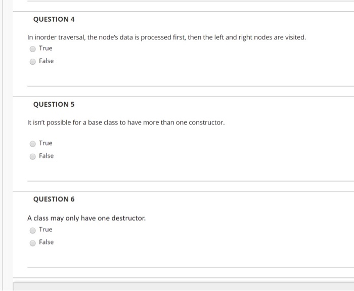 Solved QUESTION 4 In inorder traversal, the node's data is | Chegg.com