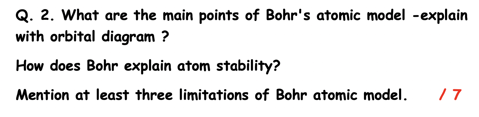 Solved Q. 2. ﻿What are the main points of Bohr's atomic | Chegg.com