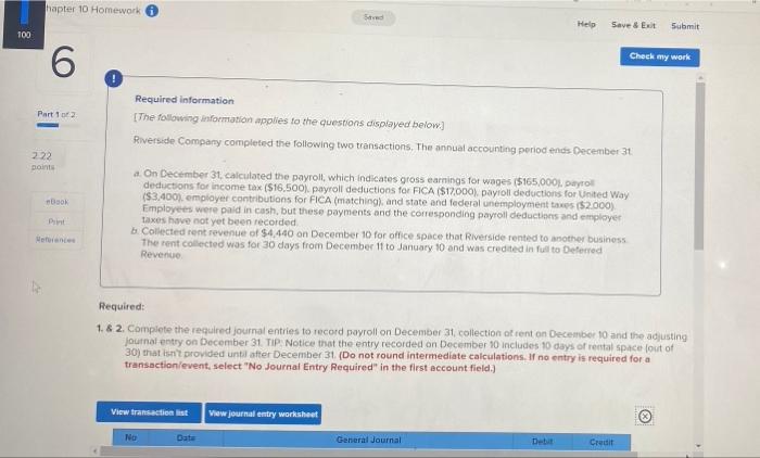 Solved hapter 10 Homework Sed Help Save & Exit Submit 100 6 | Chegg.com