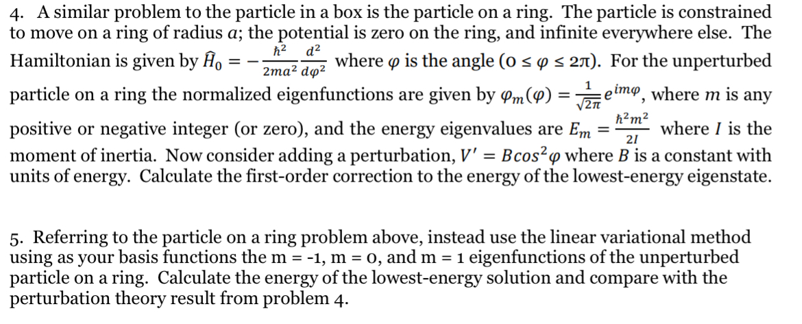 Solved Referring to the particle on a ring problem above, | Chegg.com