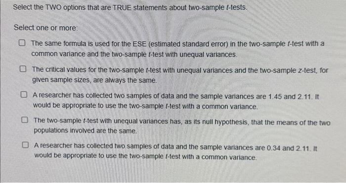 Solved Select the TWO options that are TRUE statements about | Chegg.com