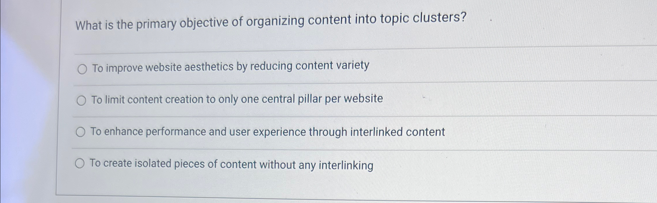 Solved What is the primary objective of organizing content | Chegg.com