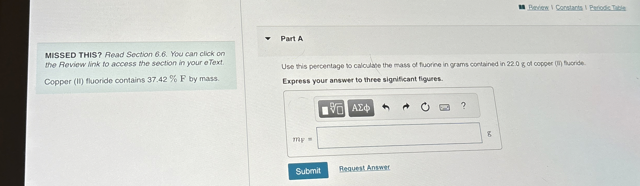 Solved Use this percentage to calculate the mass of fluorine | Chegg.com