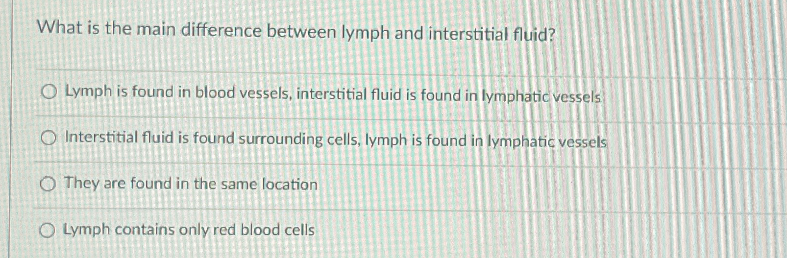 Solved What is the main difference between lymph and | Chegg.com