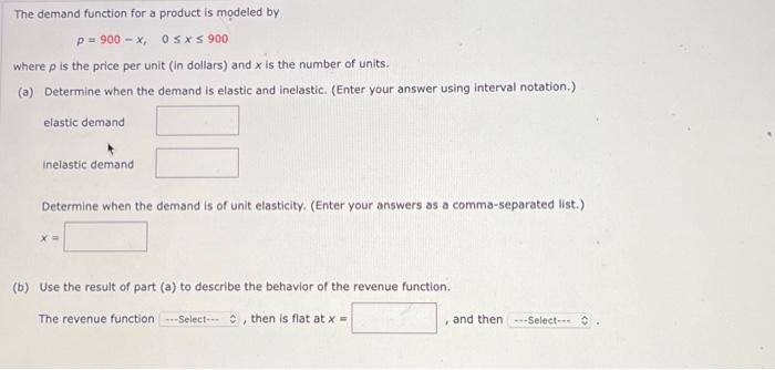 Solved The demand function for a product is modeled by | Chegg.com