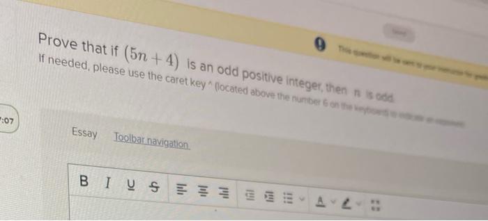 Solved Prove that if (5n+4) is an odd positive integer, then | Chegg.com
