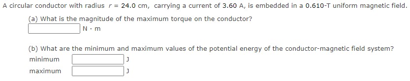 Solved A circular conductor with radius r=24.0cm, ﻿carrying | Chegg.com