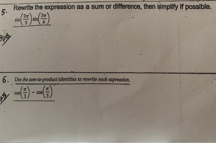 Solved Rewrite the expression as a sum or difference, then | Chegg.com