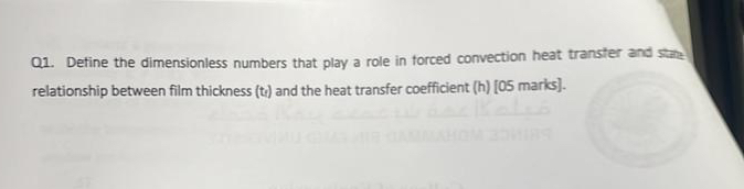 Solved Q1. ﻿Define the dimensionless numbers that play a | Chegg.com