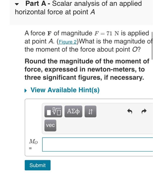 Solved - Part D - Scalar analysis of an applied horizontal | Chegg.com