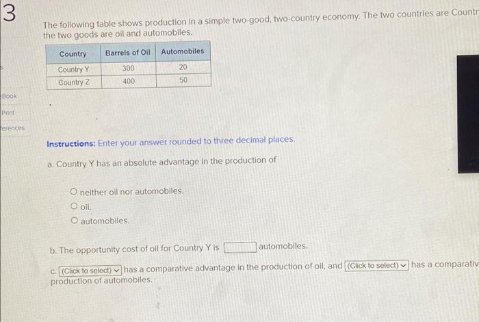 Solved 3 The following table shows production in a simple | Chegg.com