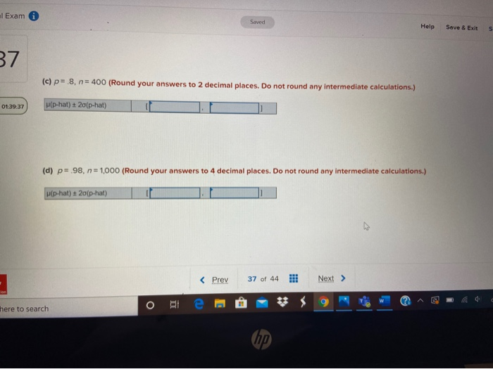 Solved In each of the following cases, find an interval that | Chegg.com