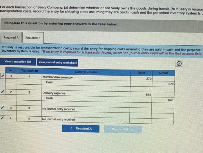 Solved For each transaction of Sealy Company, (a) determine | Chegg.com