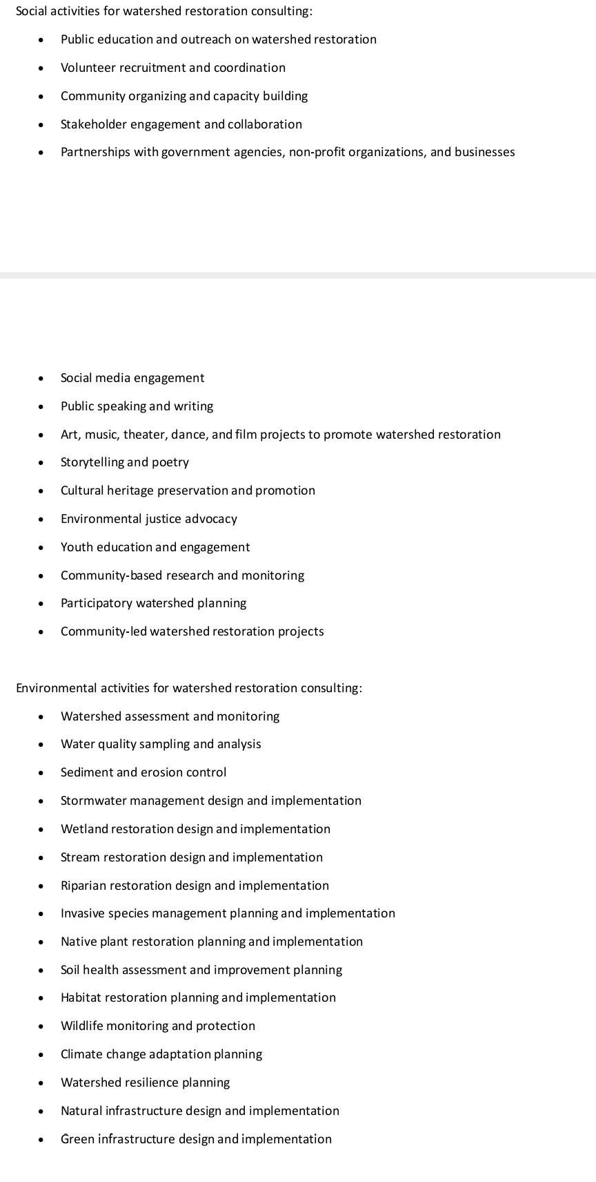 Solved Project Brief Project Title: Watershed Restoration | Chegg.com