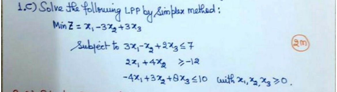 Solved 1.c) ﻿Solve the following LPP by Simplex | Chegg.com