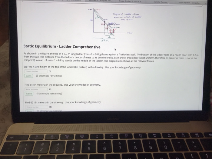 Solved length of L - om 3.2. Static Equilibrium - Ladder | Chegg.com