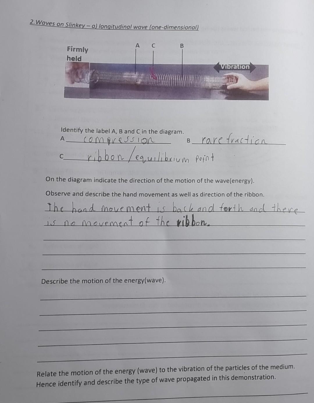 Solved 2. Waves on Slinkey - a) lonqitudinal wave | Chegg.com