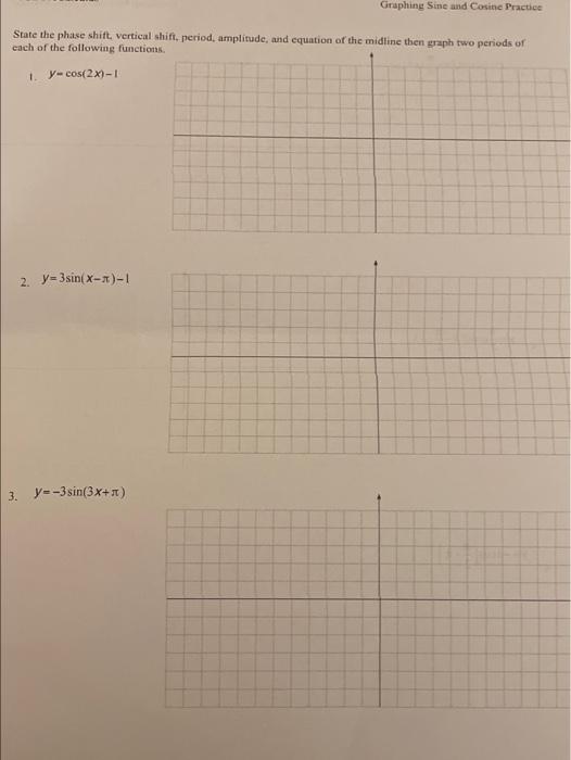 Solved GSE PreCalculus Graphing Sine and Cosine Practice | Chegg.com