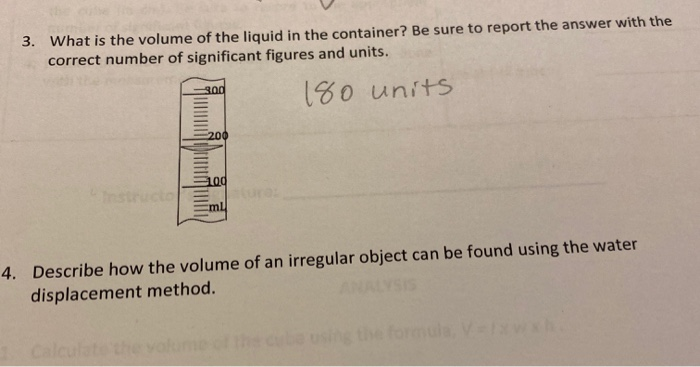 Solved 3. What is the volume of the liquid in the container? | Chegg.com