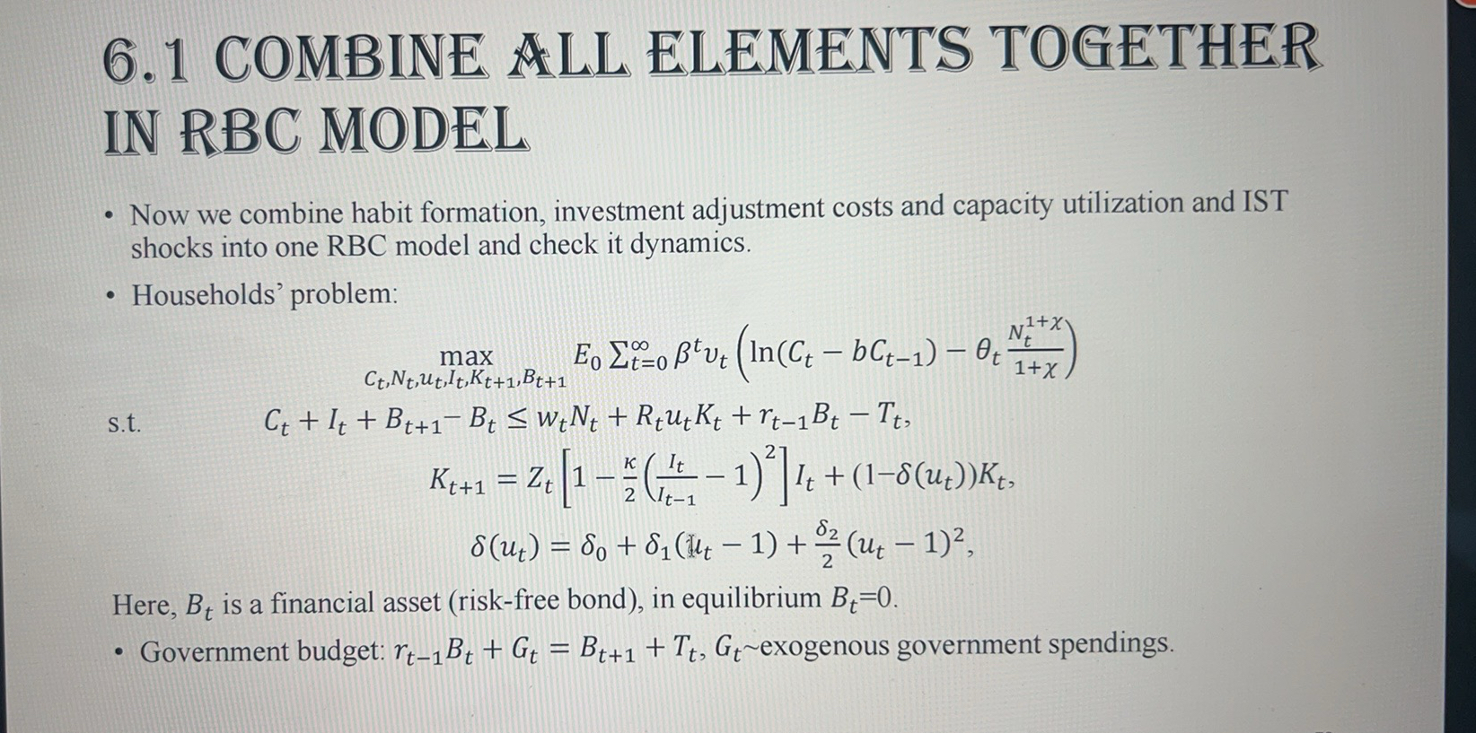 6.1 ﻿COMBINE ALL ELEMENTS TOGETHER IN RBC MODELNow we | Chegg.com
