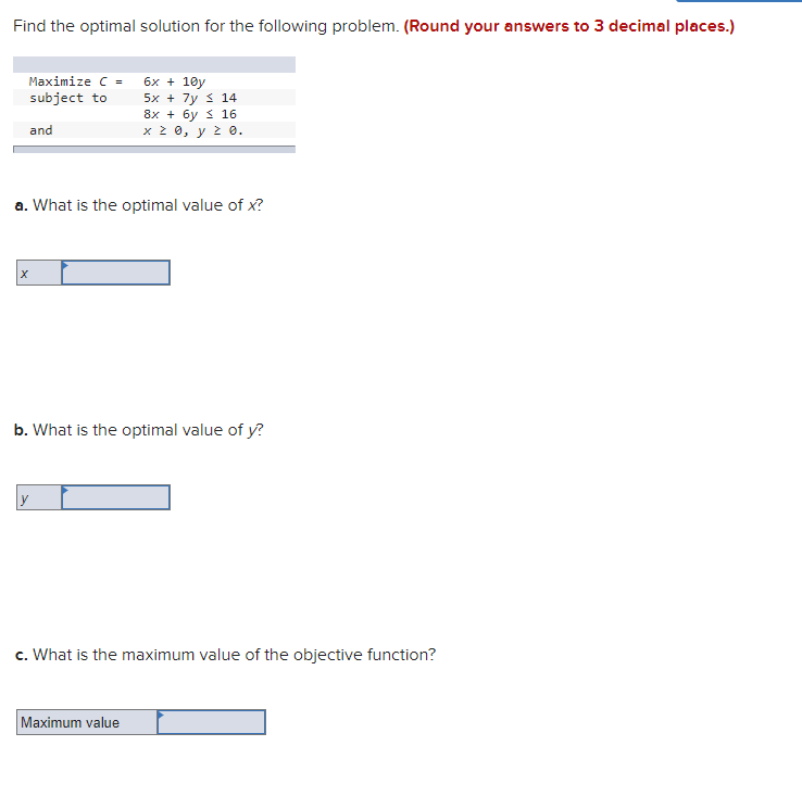 Find the optimal solution for the following problem. | Chegg.com