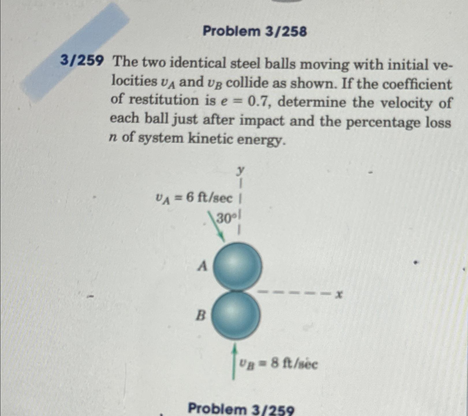 Solved Problem 3/258\\n3/259 The two identical steel balls | Chegg.com