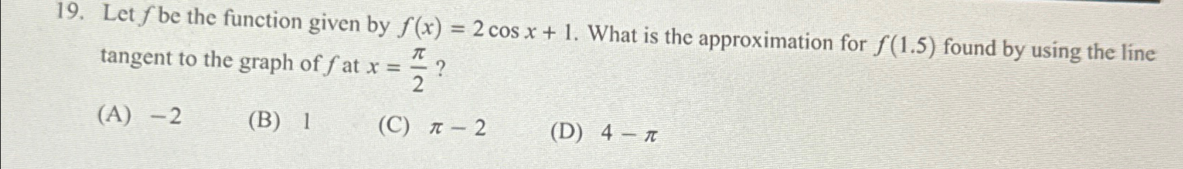 Solved Let f ﻿be the function given by f(x)=2cosx+1. ﻿What | Chegg.com