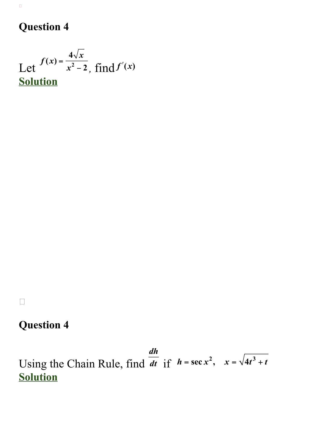 Solved Question 4Let f(x)=4x2x2-2, ﻿find | Chegg.com