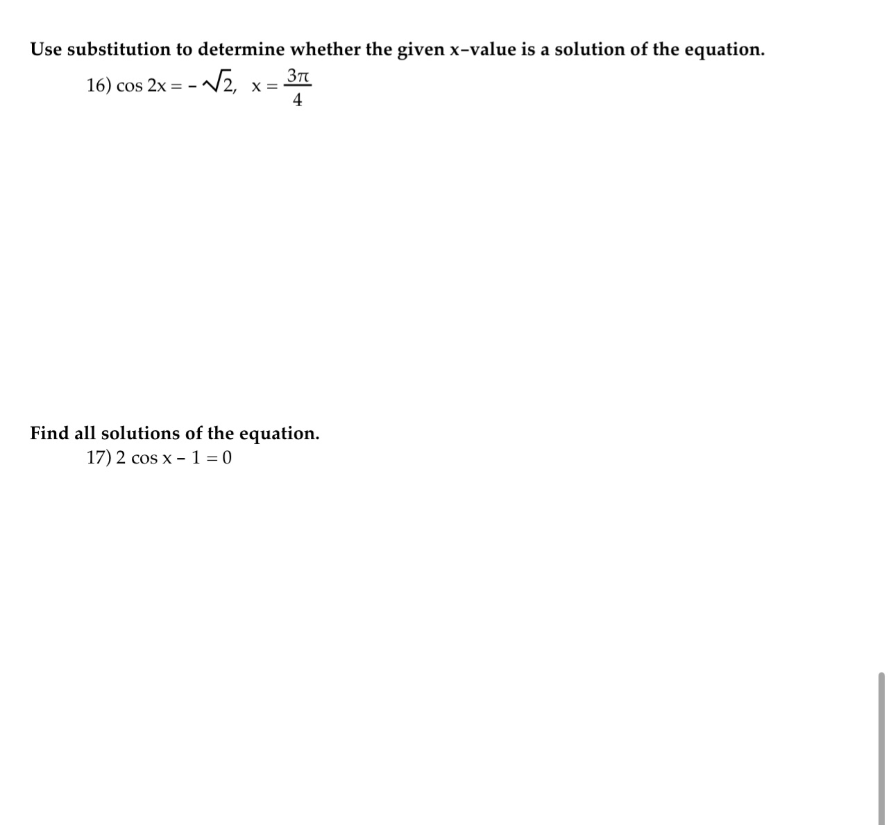 Solved Use substitution to determine whether the given | Chegg.com