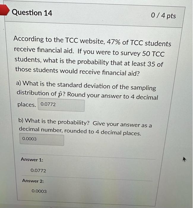 Solved According to the TCC website, 47% of TCC studen | Chegg.com