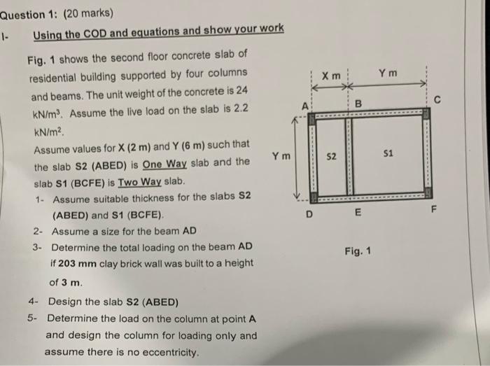 Solved Question 1: (20 marks) 1- Using the COD and equations | Chegg.com