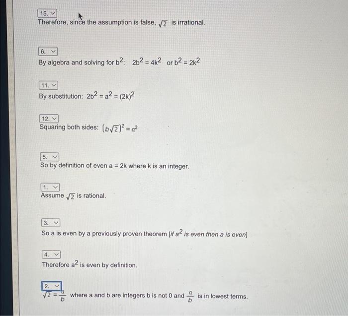 Solved The following represent statements to prove 2 is | Chegg.com