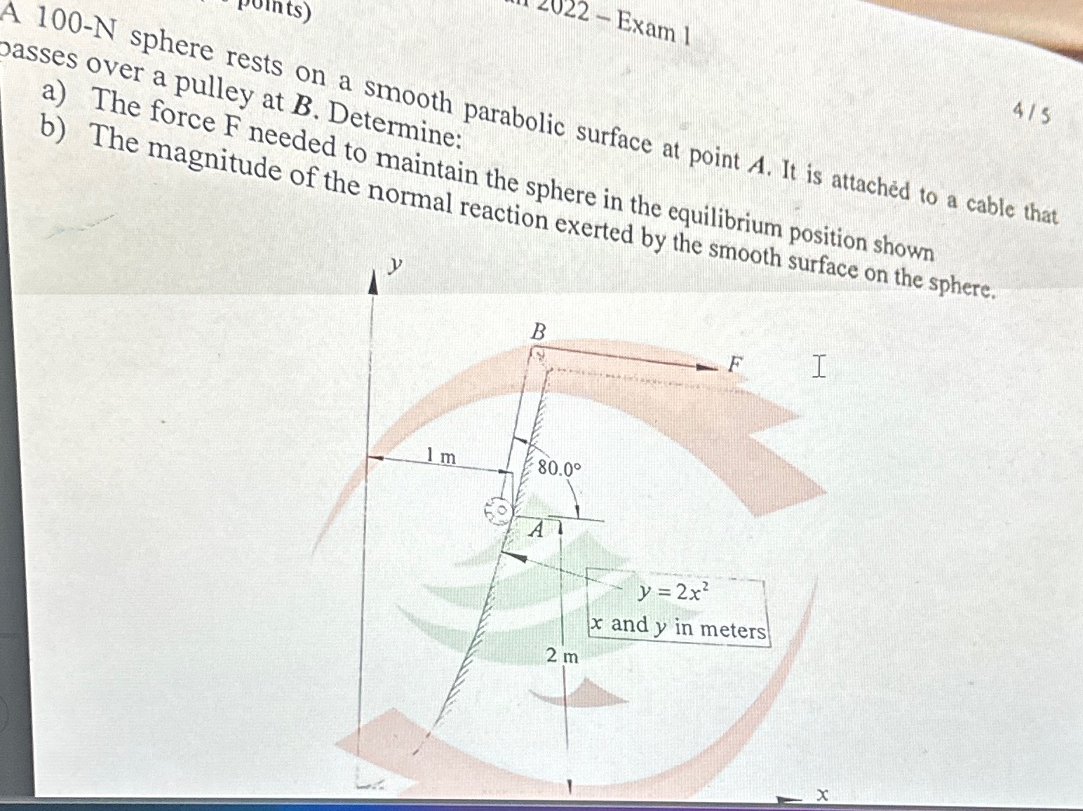 Solved a) ﻿The force F ﻿at B. ﻿Determine:magnitude of the | Chegg.com