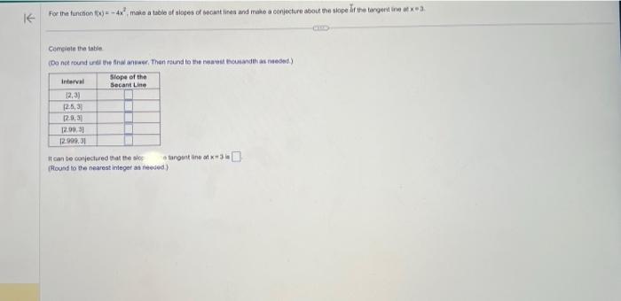 Solved For ife function f(x)=−4x2, maie a table of alores of | Chegg.com