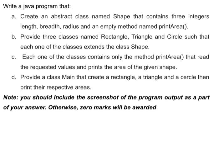 Solved Write A Java Program That A Create An Abstract